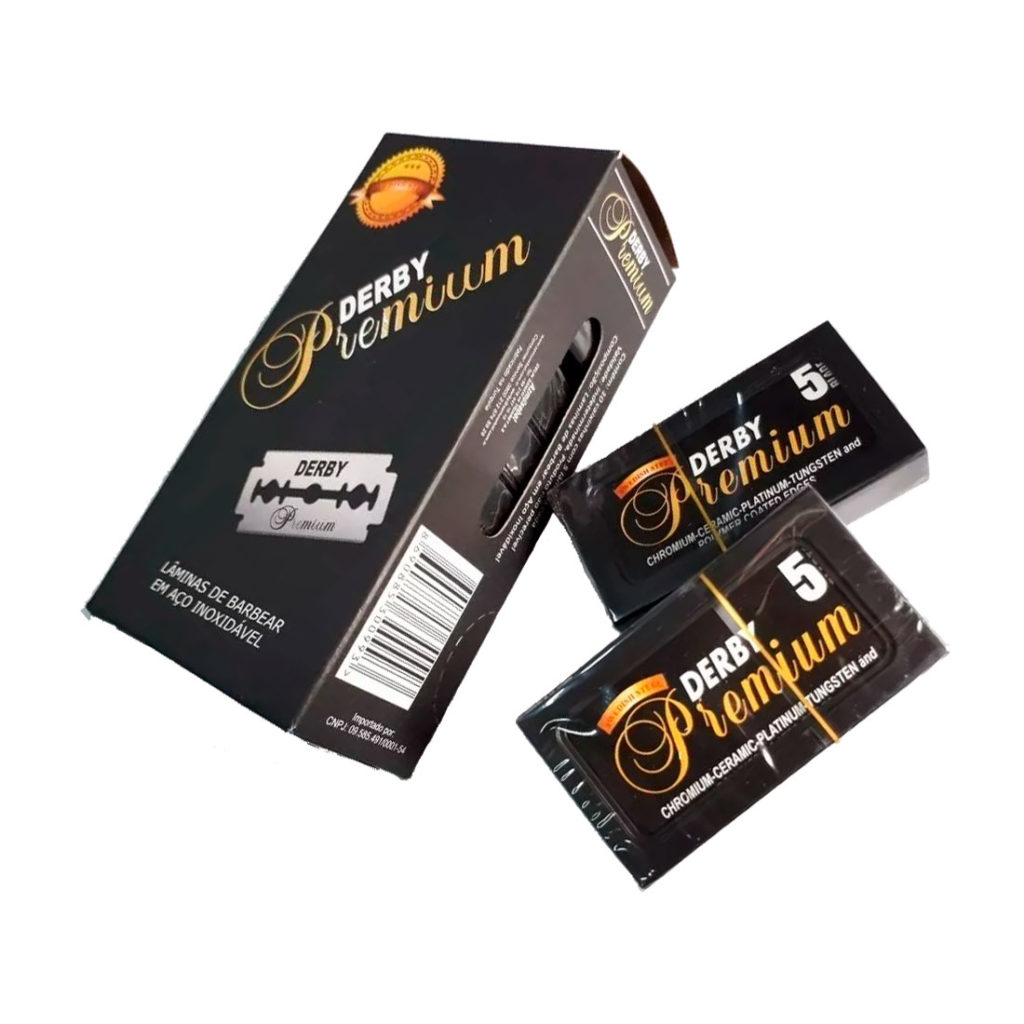 Lâmina Derby Premium – 50 Unidades – Shopping do Barbeiro